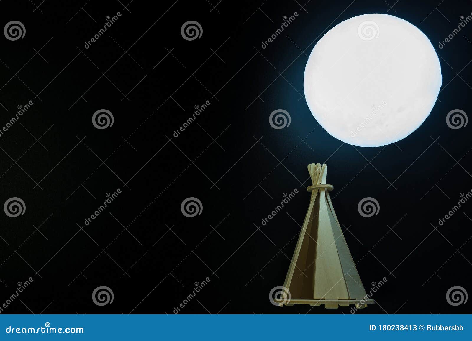 Native Indian House with Full Moon at Night Stock Image - Image of ...