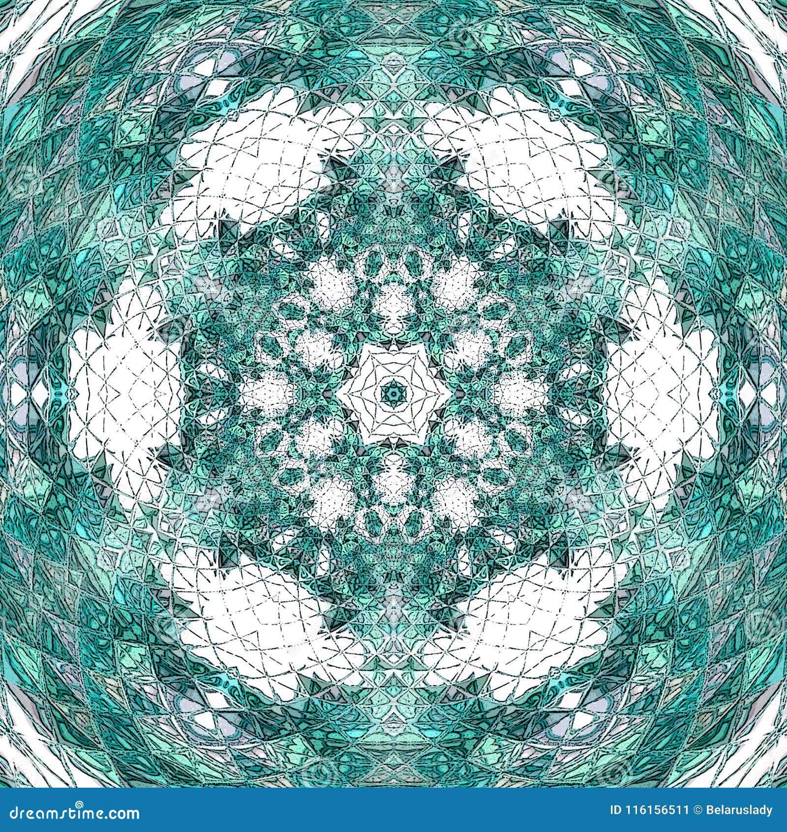 Native Indian Ornament, Teal Mandala Stock Illustration - Illustration ...