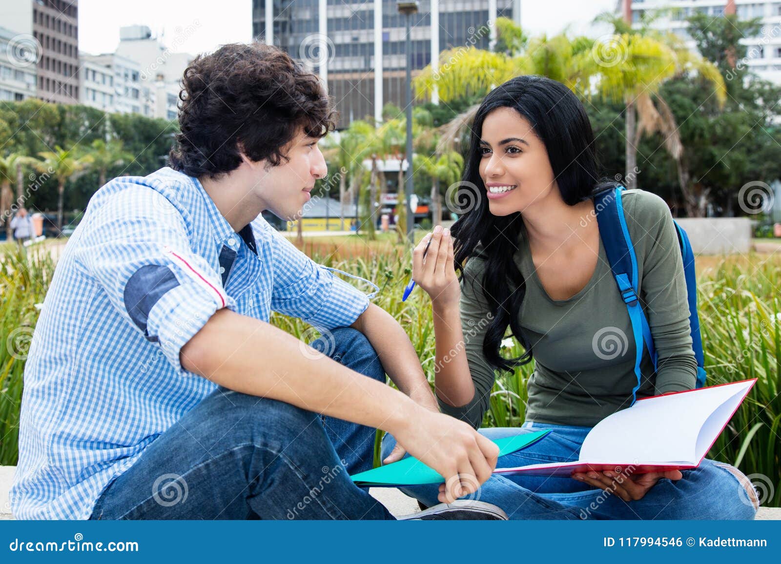 Native Latin American Student Talking with Friend Stock Photo - Image ...