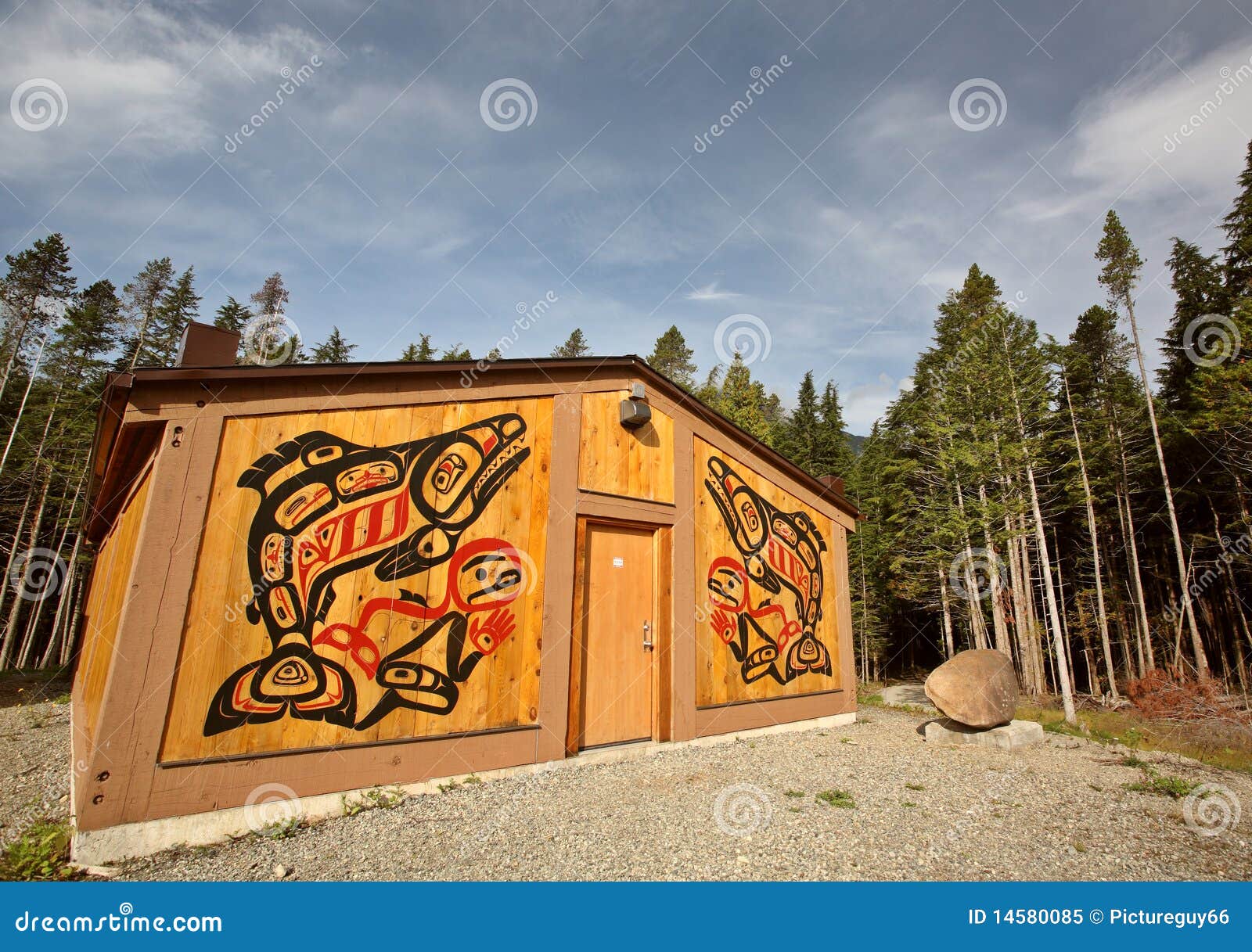 Native Lodge at Kitsumkalum Provincial Park Stock Image - Image of ...