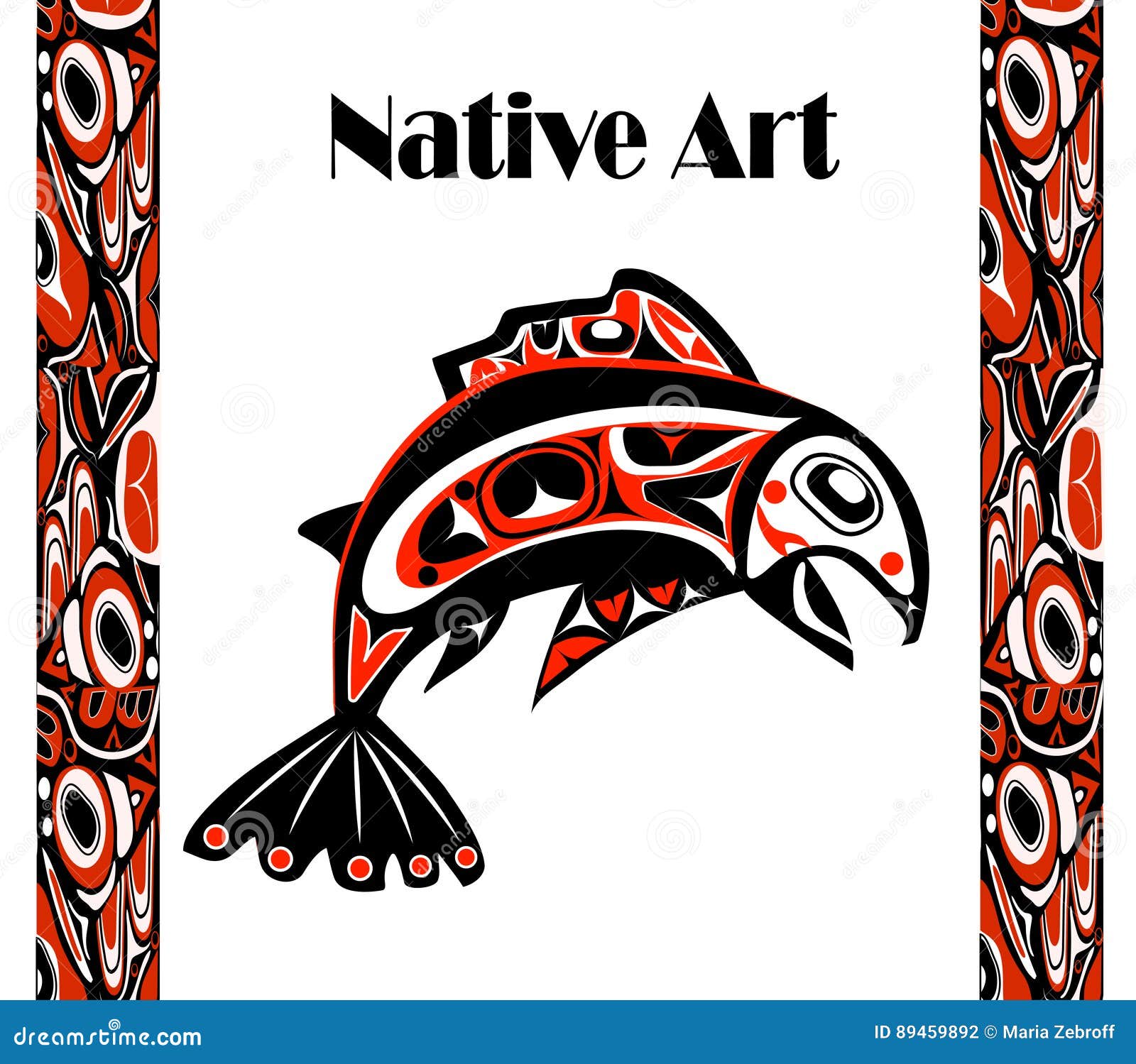Native salmon Vector stock vector. Illustration of mythology - 89459892