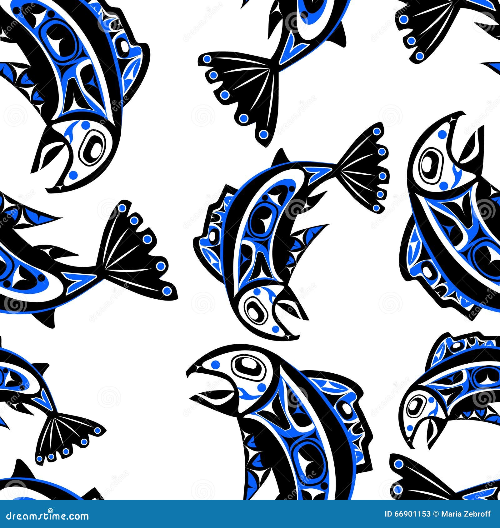 Native Salmon Vector Seamless Pattern Stock Vector - Illustration of ...