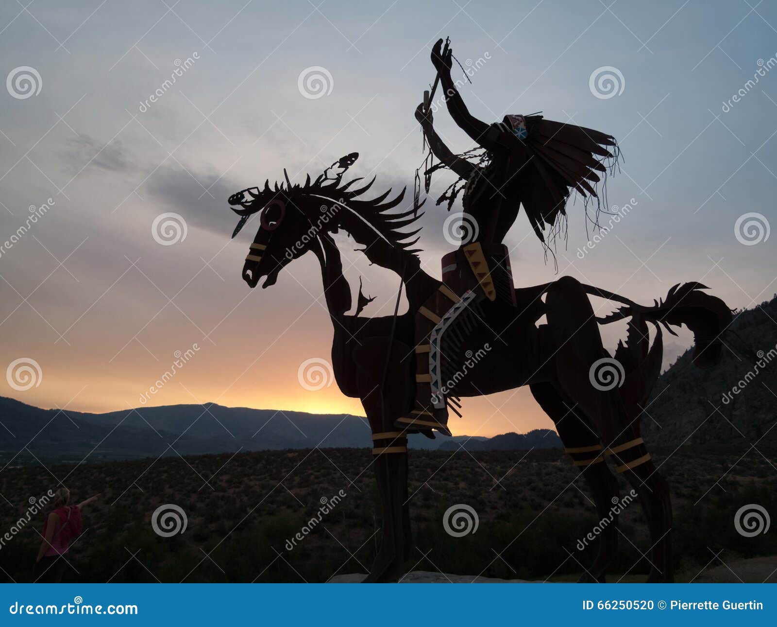 Native Sculpture at sunset editorial image. Image of native - 66250520