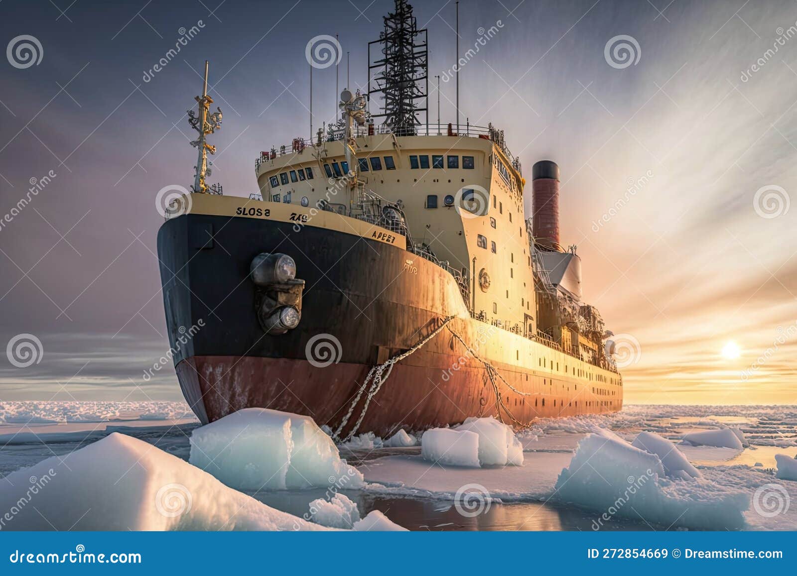 Native Ship for Transporting Goods and Cargo in Winter Icebreaker Stock ...