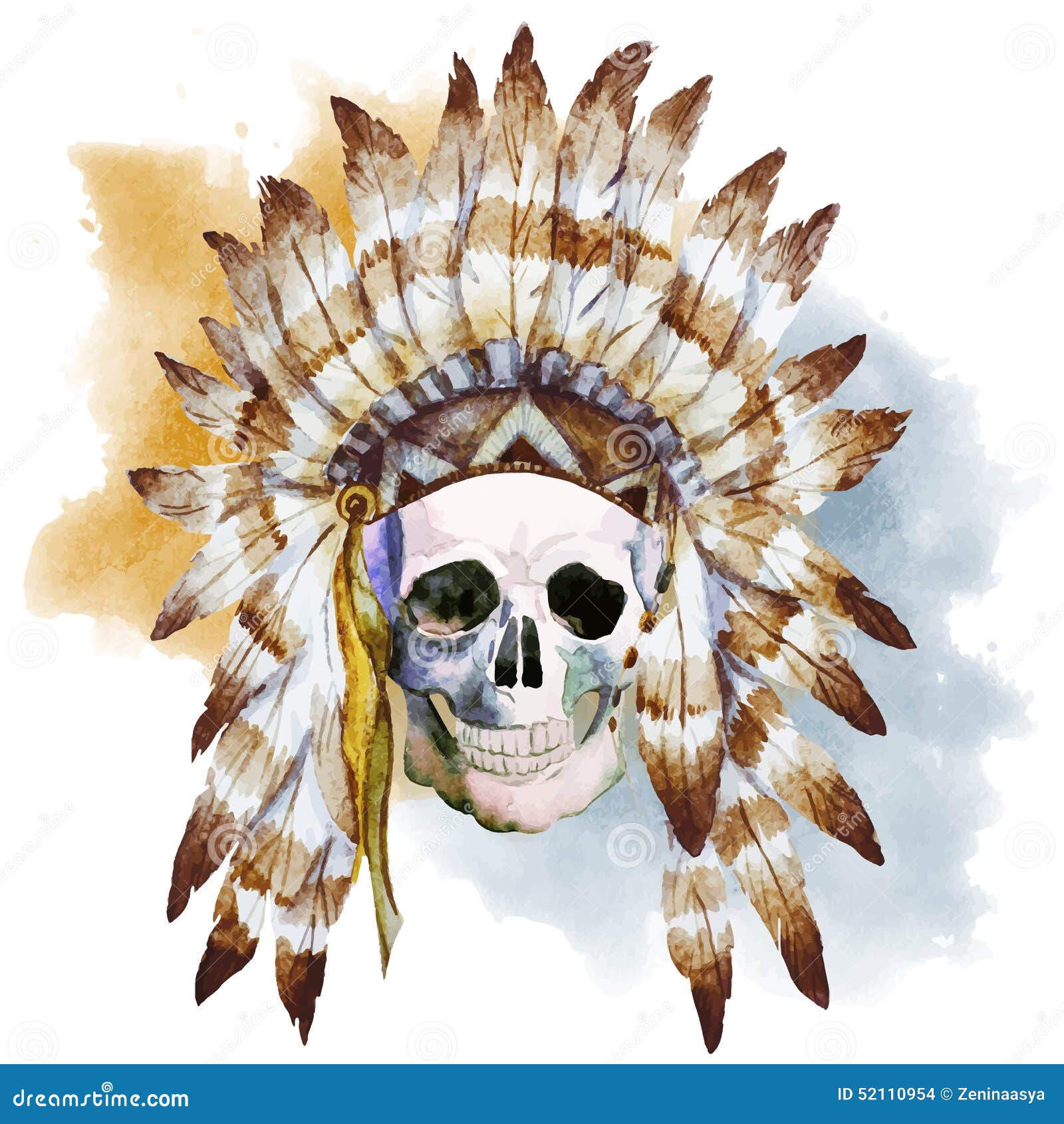 Native skull stock vector. Illustration of horror, bonnet - 52110954
