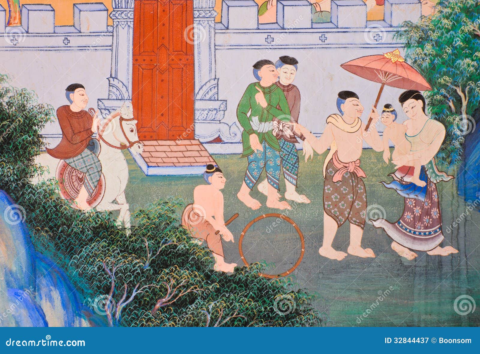 Native Thai mural painting stock image. Image of decorate - 32844437