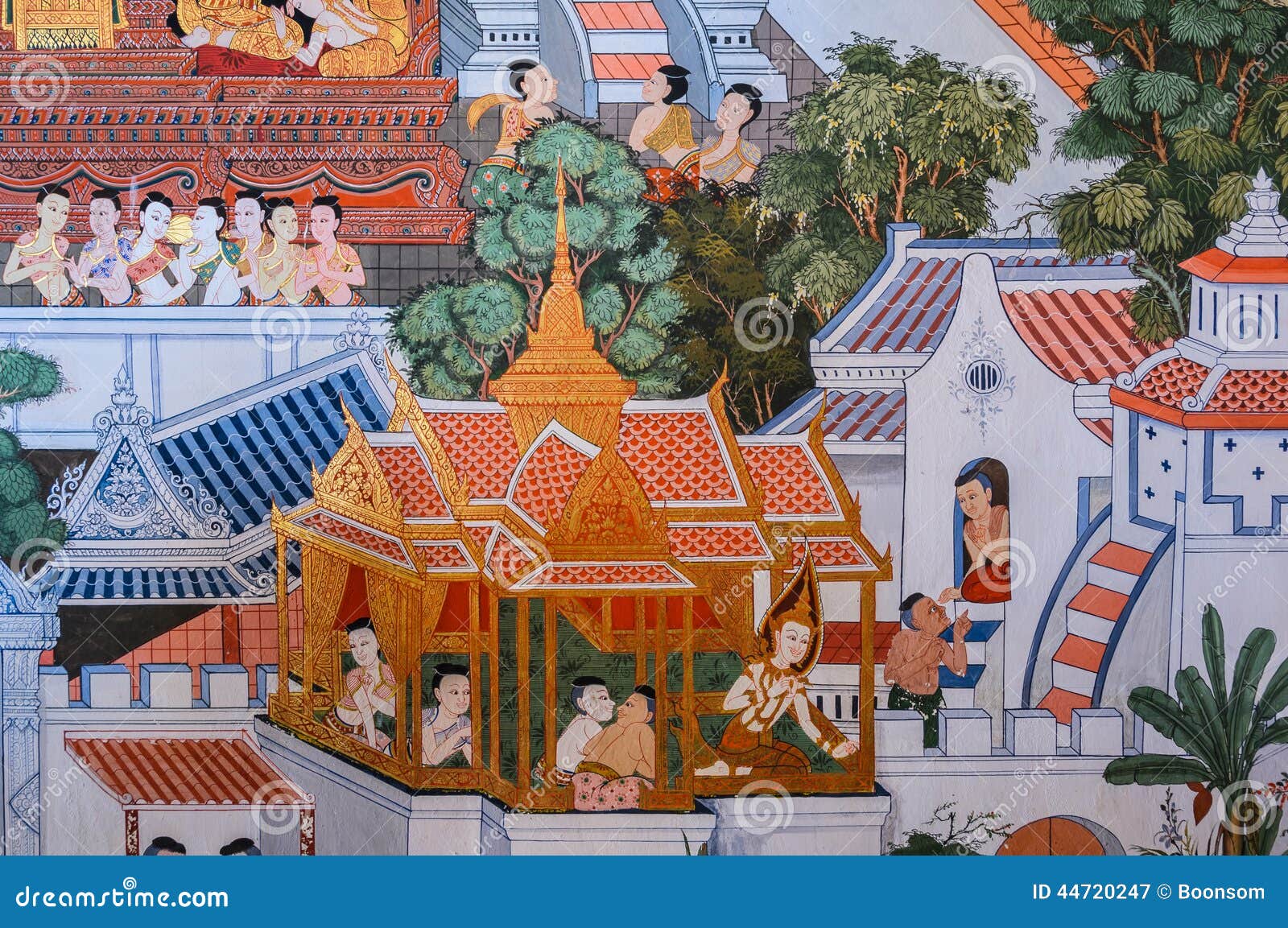 Native Thai mural painting stock image. Image of handcraft - 44720247