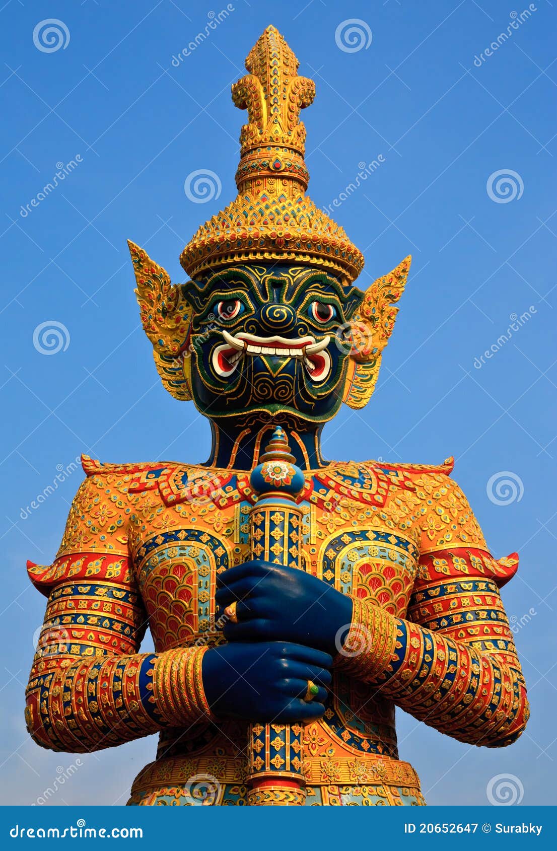 Native Thai Style Giant Statue Stock Image - Image of detail, face ...