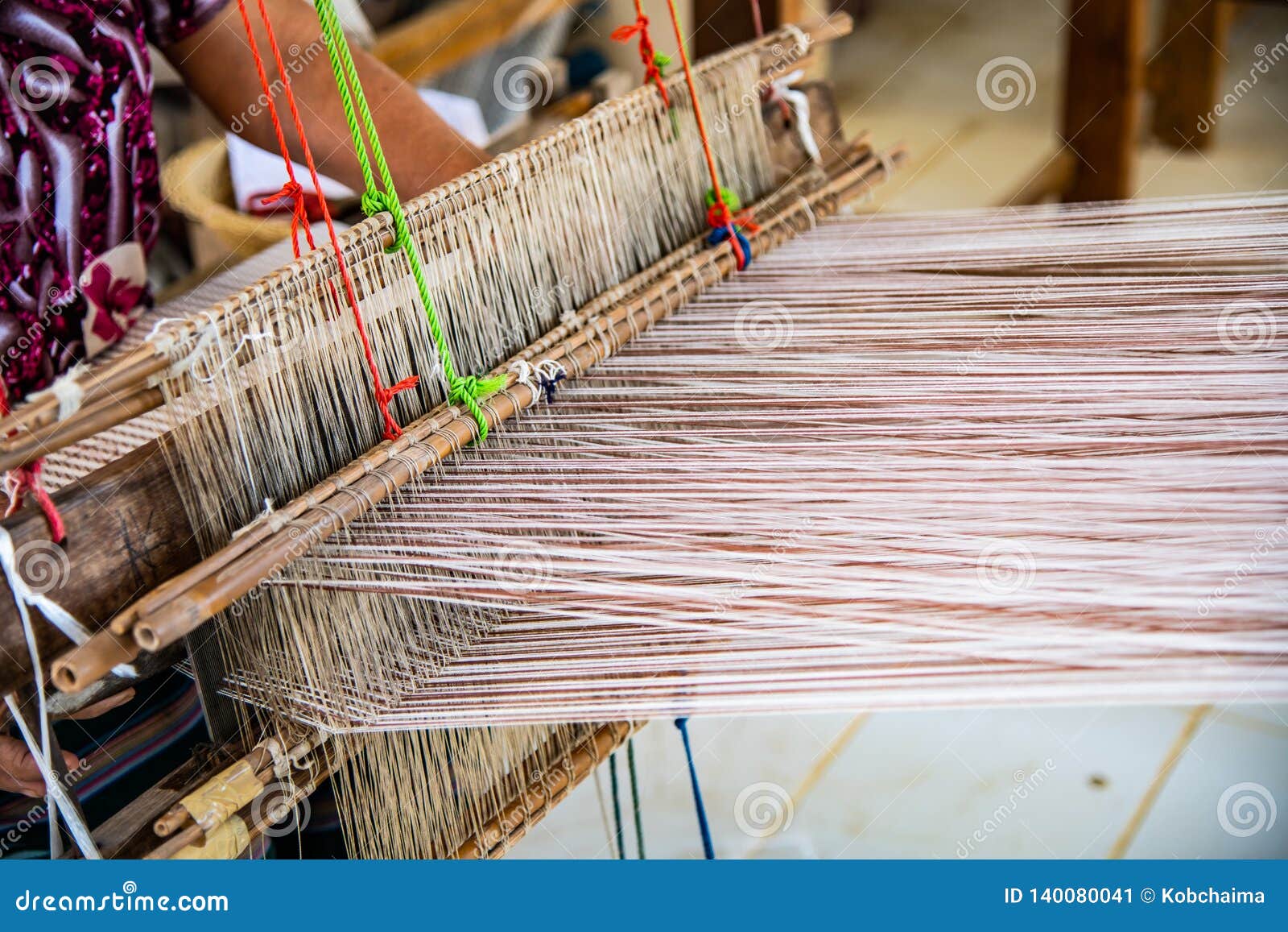 Native Thread on Thai Traditional Weaving Machine Stock Image - Image ...