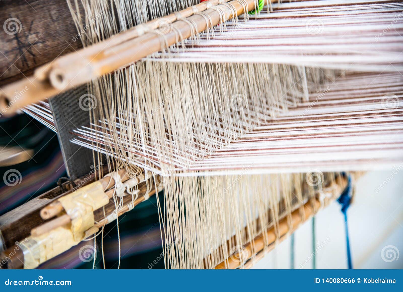 Native Thread on Thai Traditional Weaving Machine Stock Photo - Image ...