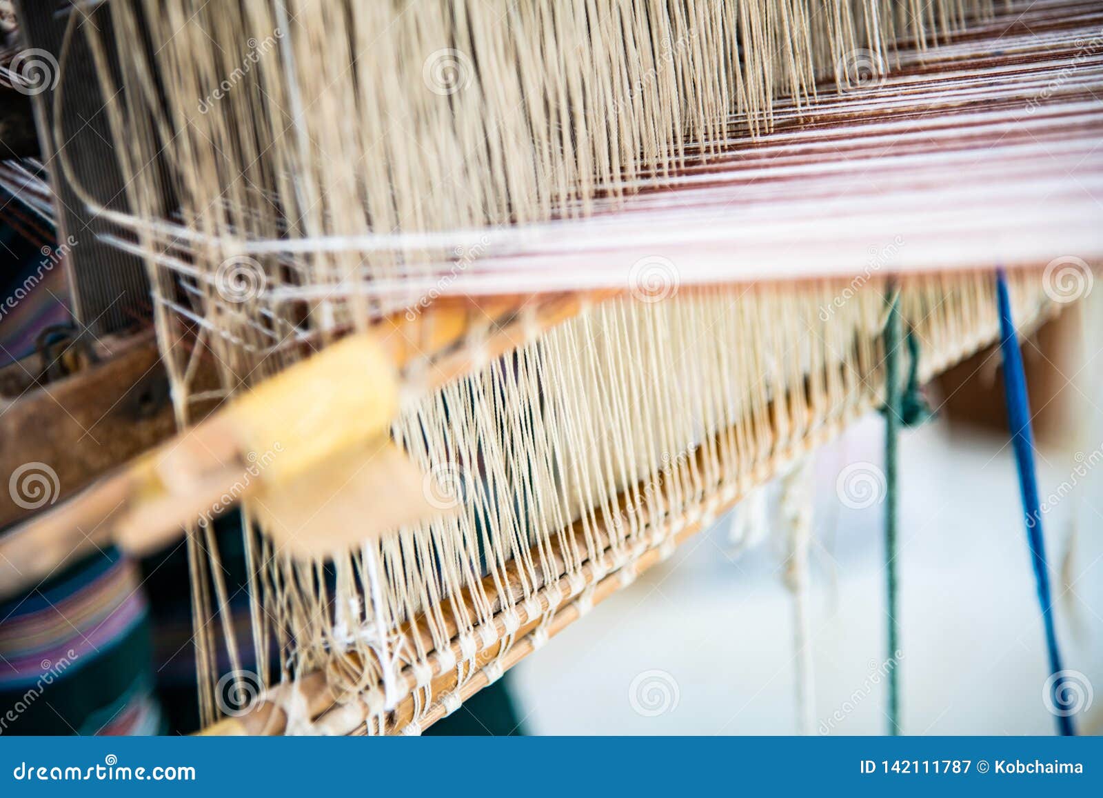 Native Thread on Thai Traditional Weaving Machine Stock Image - Image ...