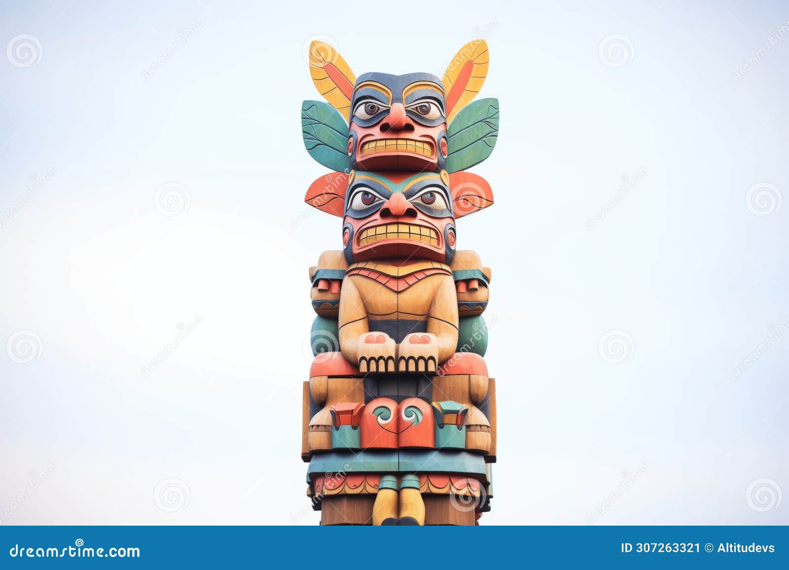 Native Totem Poles Representing The Art And Religious Symbols Of The ...