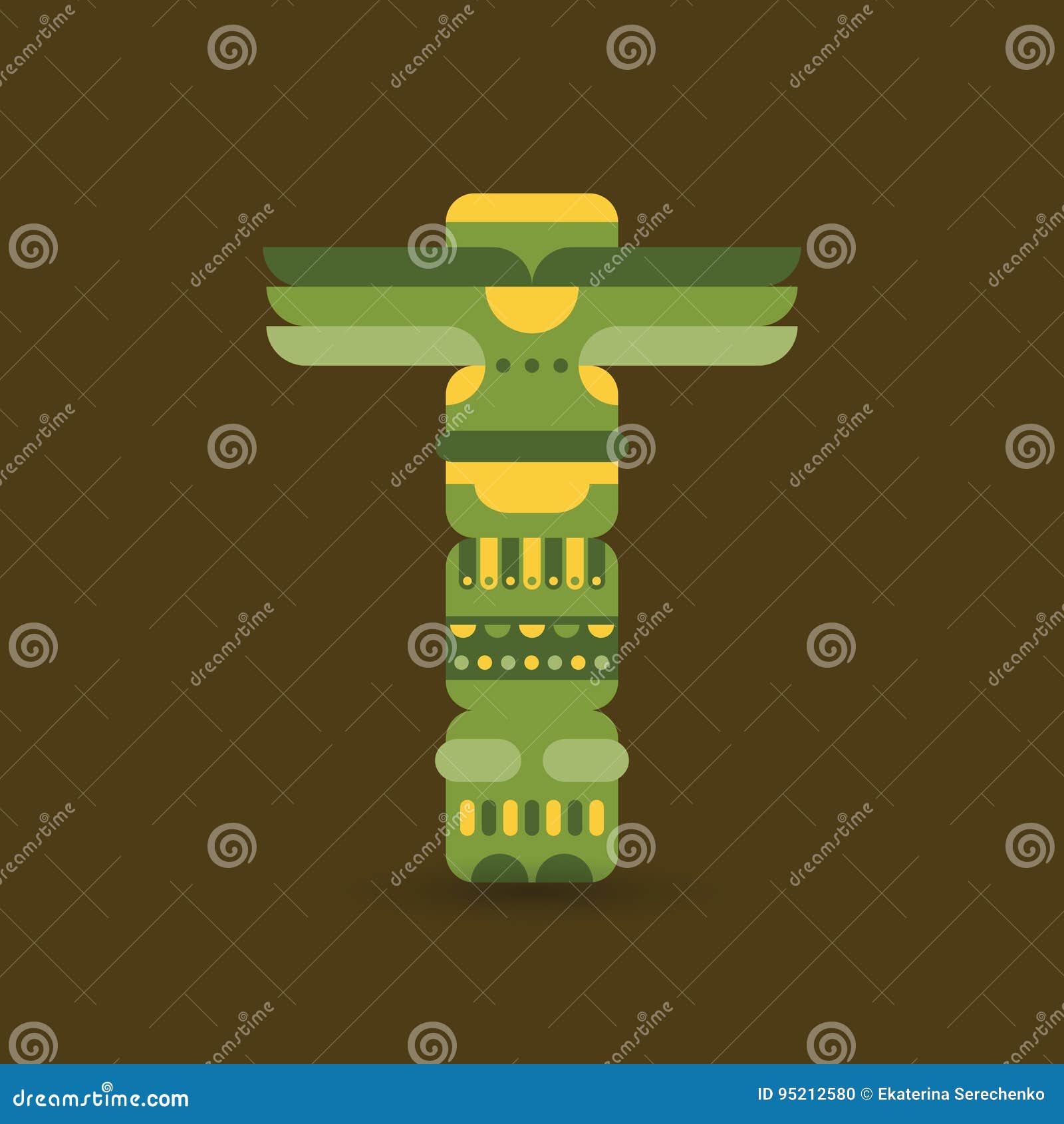 Native Traditional Totem Pole Vector Illustration Stock Vector ...