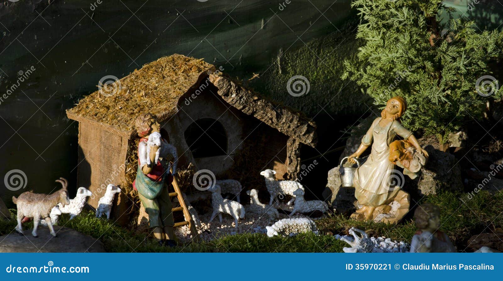 Nativity characters crib stock image. Image of miniature - 35970221