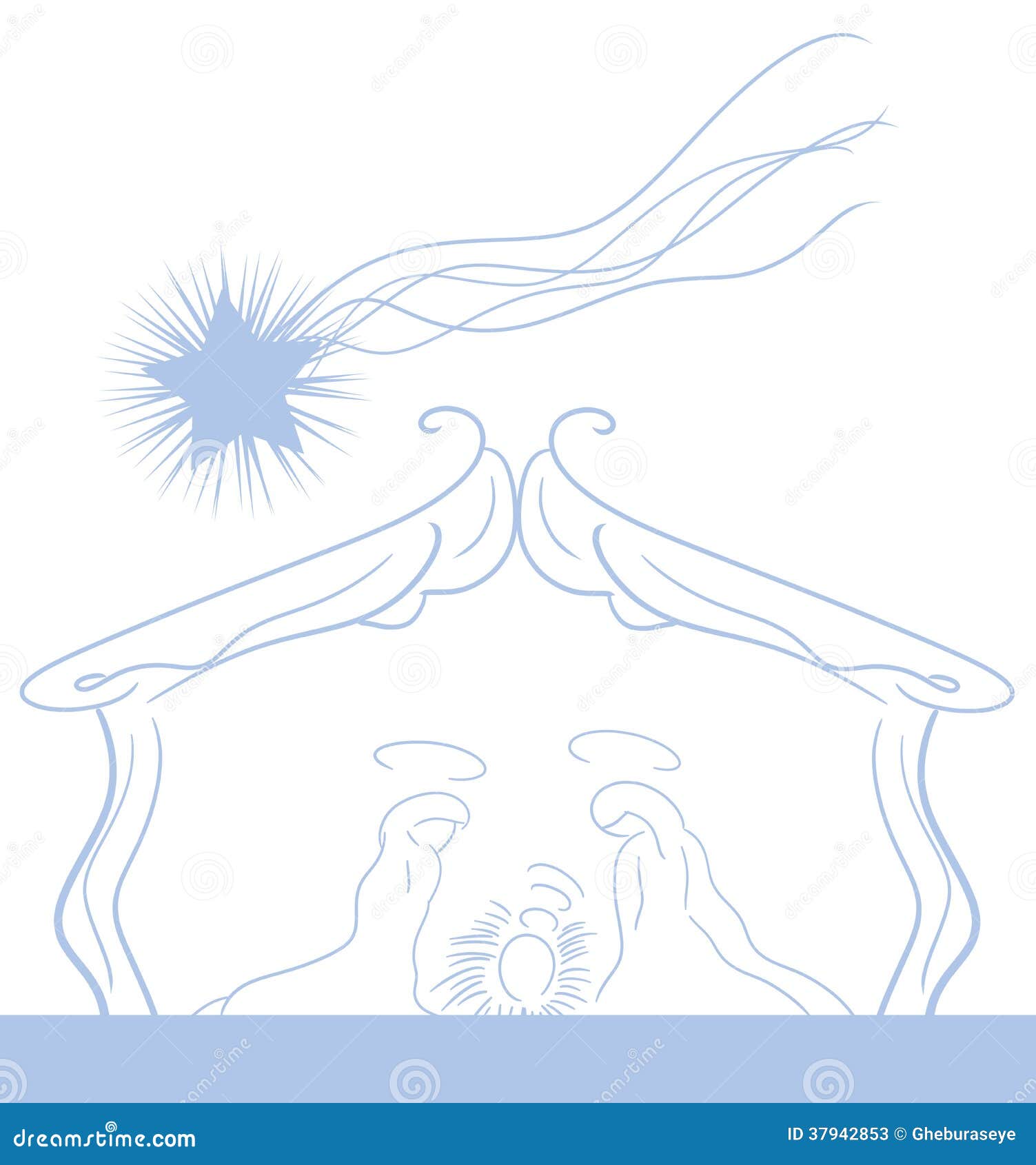 Nativity Diorama with Shooting Star Isolated Stock Illustration ...