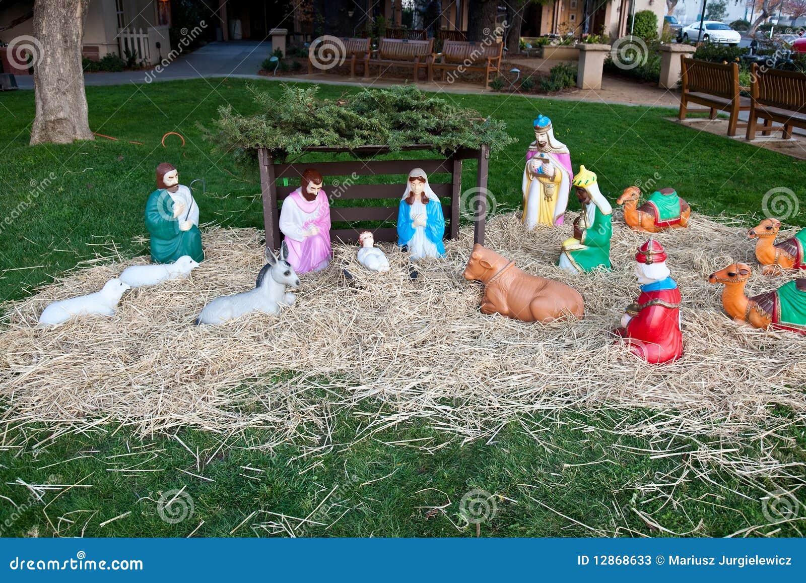 Nativity scene stock image. Image of animals, creche - 12868633