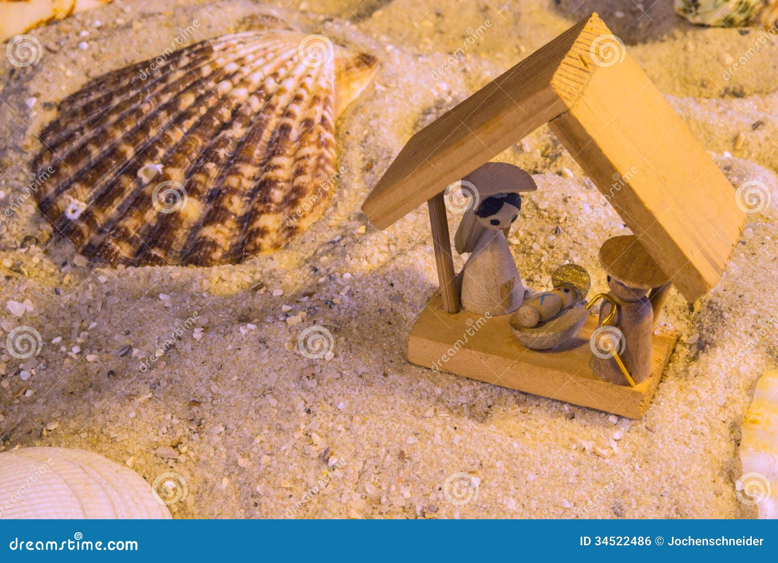 Nativity scene on a beach stock photo. Image of candle - 34522486