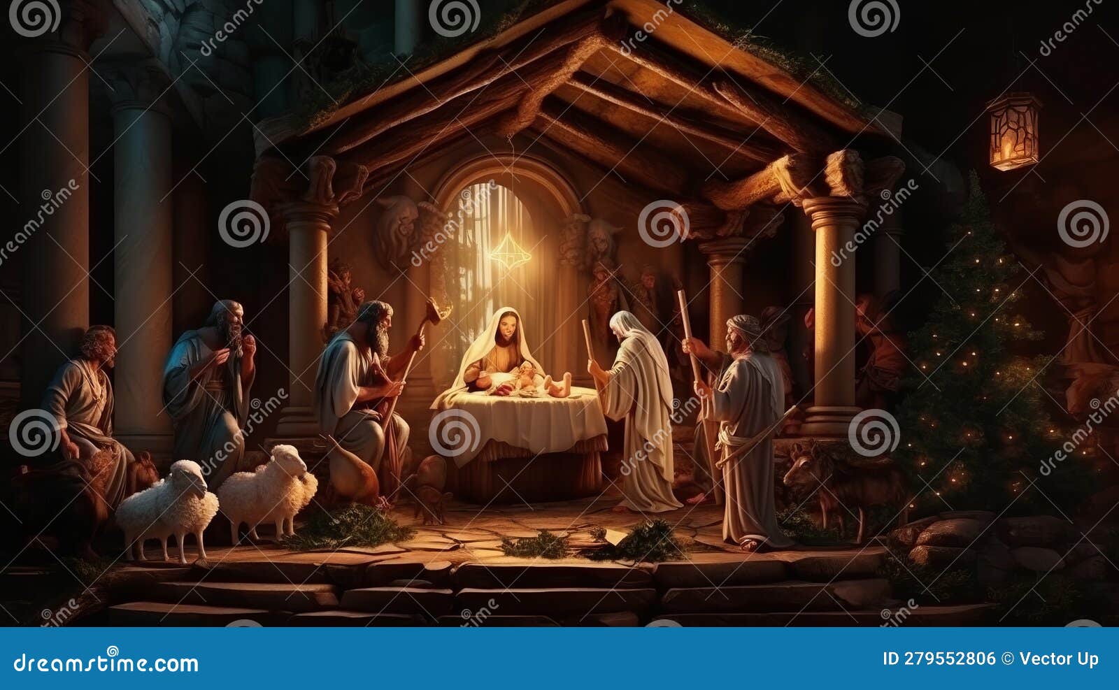 Nativity Scene Christian Christmas Concept. Generative AI Stock ...