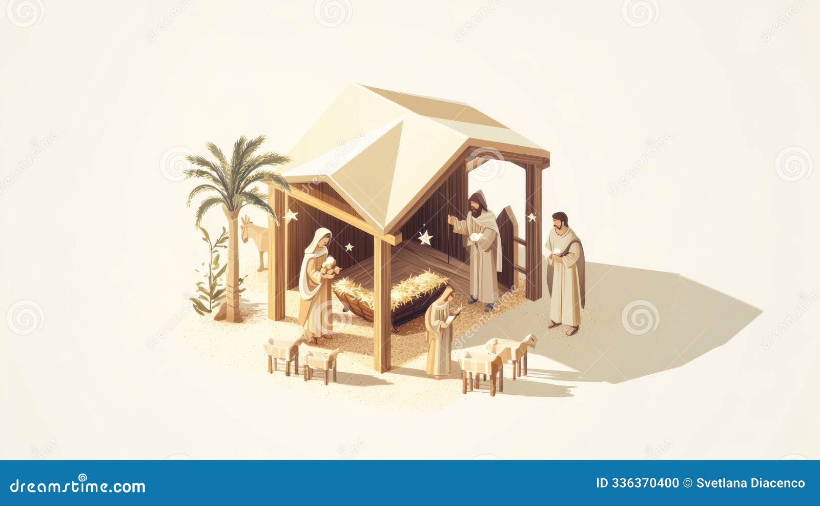 Nativity Scene in Isometric Style, Combining Depth, Geometry, and ...