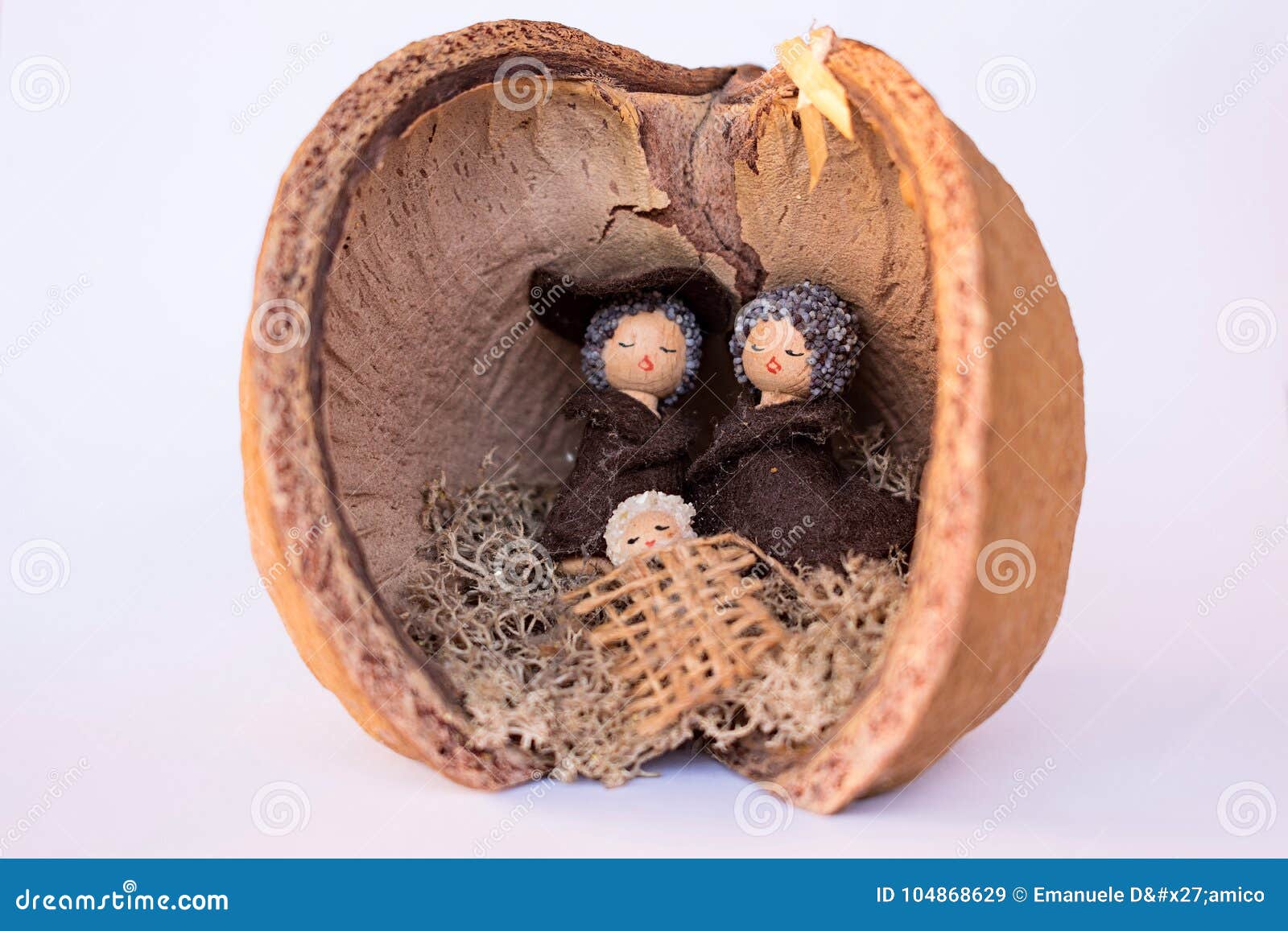 Nativity Scene in a Coconut Shell Stock Image - Image of religious ...