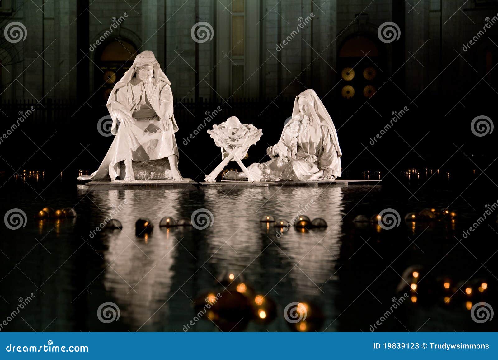 Nativity Scene by Mormon Temple Stock Image - Image of christian ...