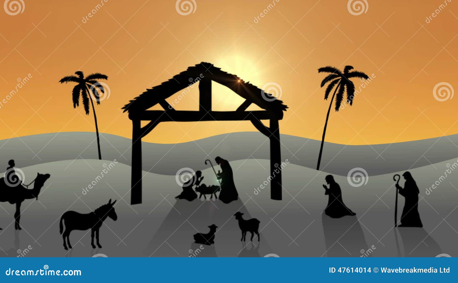 Nativity Scene with Rising Sun Stock Footage - Video of animation ...