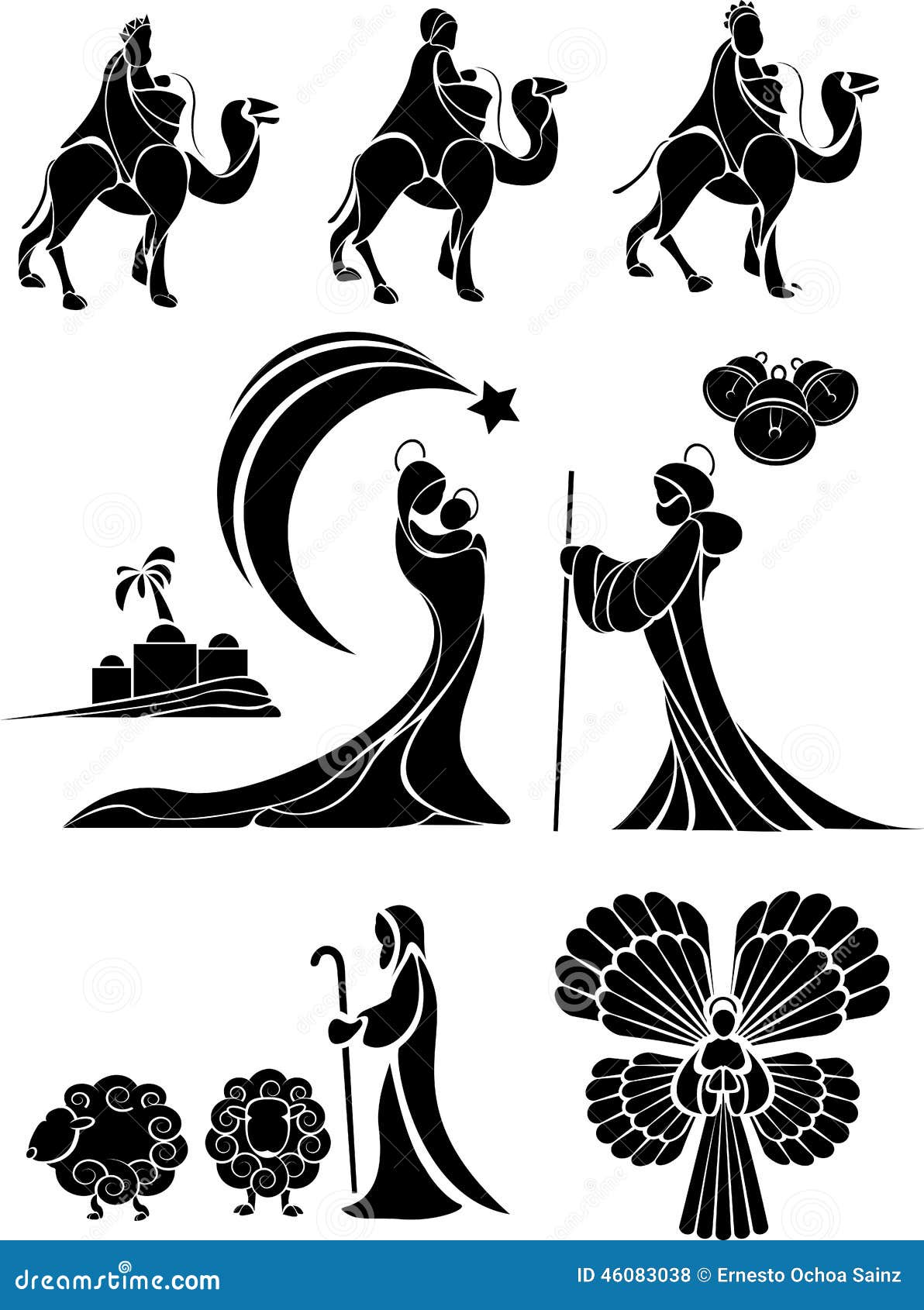 Nativity scene set stock vector. Illustration of holiday - 46083038