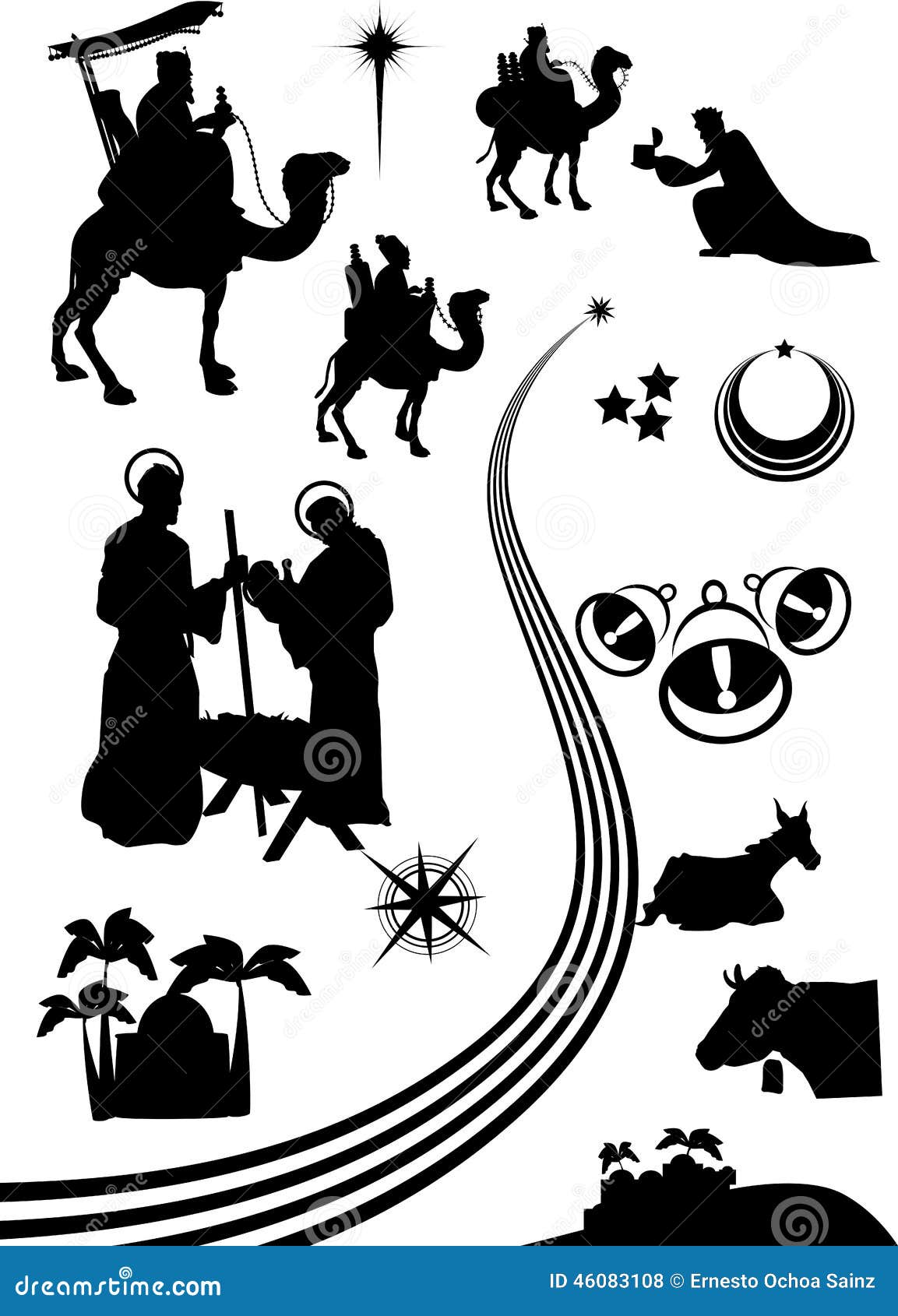 Nativity scene set stock vector. Illustration of joseph - 46083108