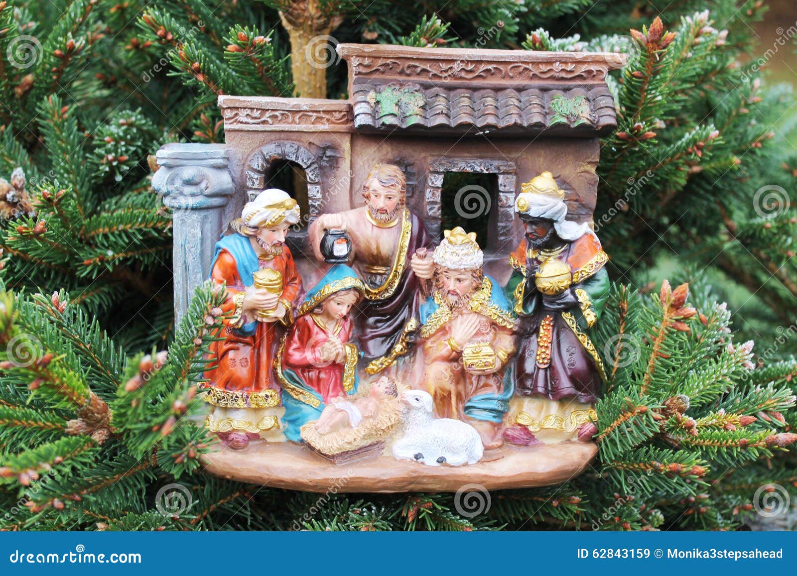 Nativity scene with stable stock image. Image of ornament - 62843159