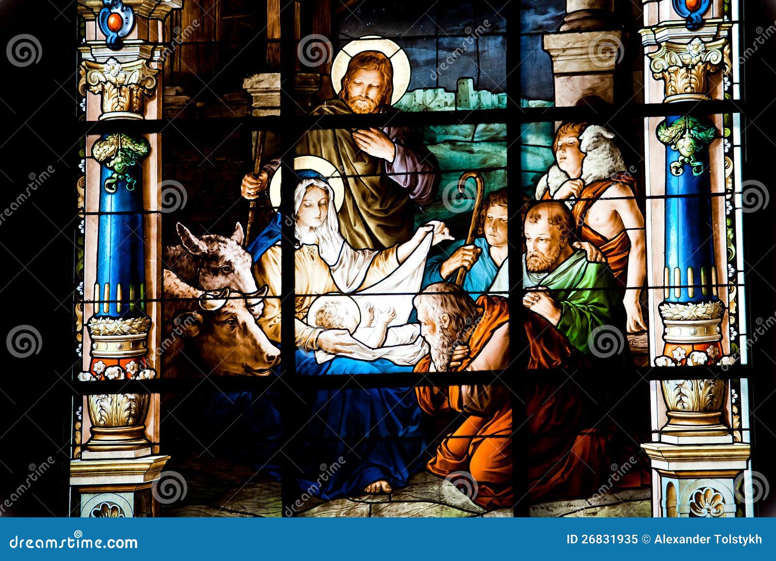 Nativity Scene. Stained Glass Window Editorial Image - Image of german ...