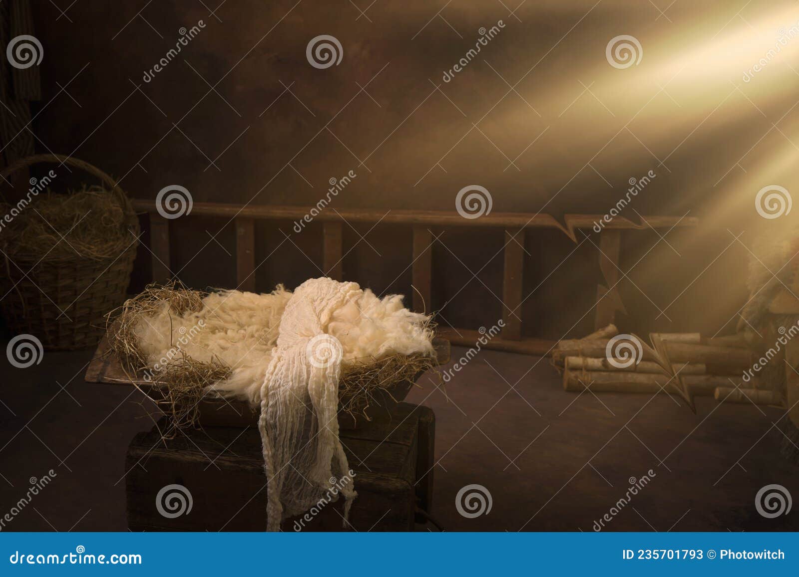 Empty Crib in Nativity Manger Stock Image - Image of traditional ...