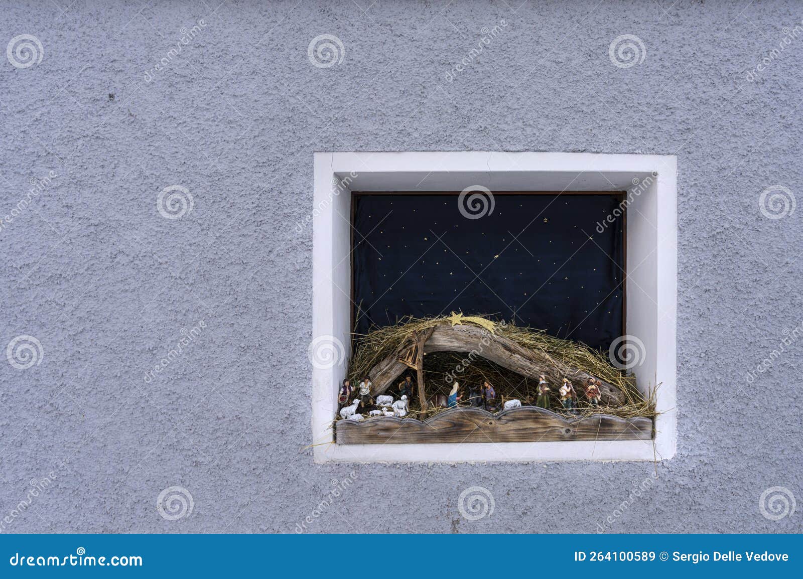 A Nativity Scene on a Window Stock Image - Image of model, indian ...