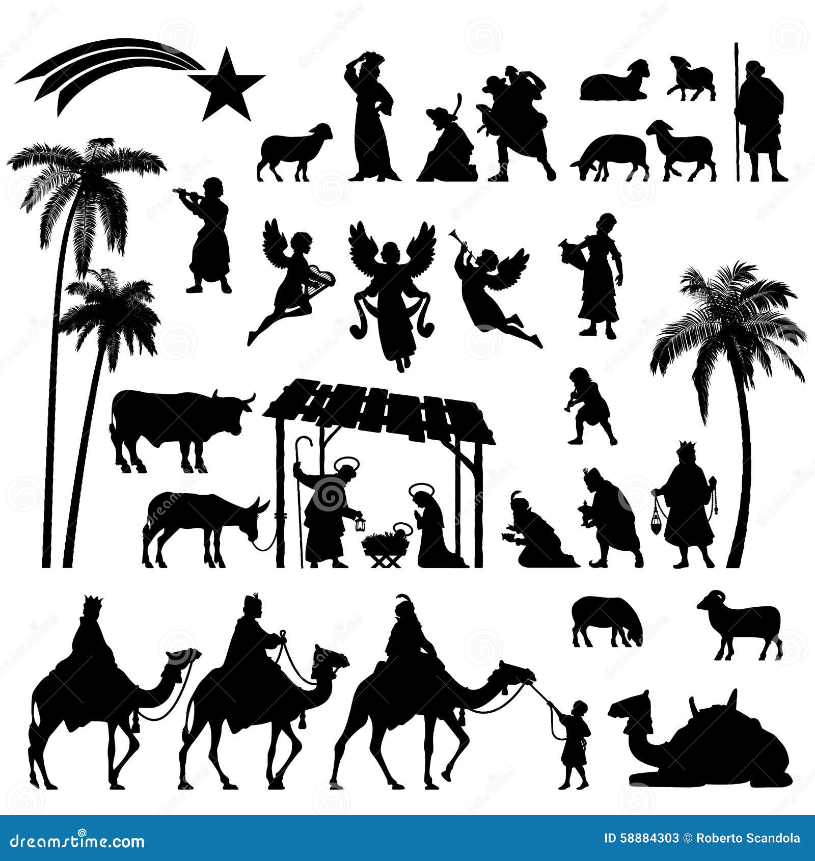 Nativity Scene Silhouette Vector Nativity Scene Silhouette Vector