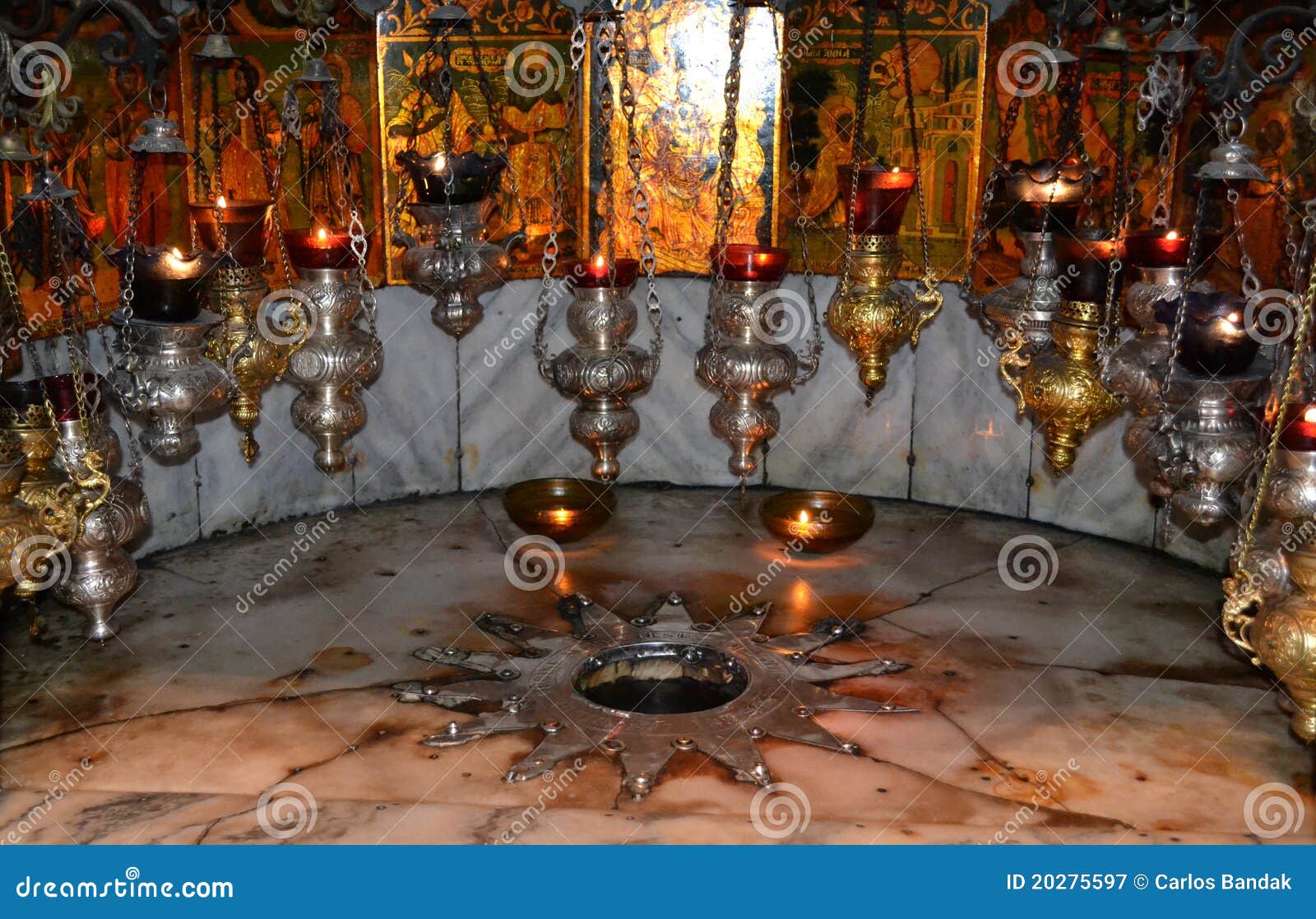 The Altar At The Grotto Of The Annunciation, Inside The Basilica Of The ...
