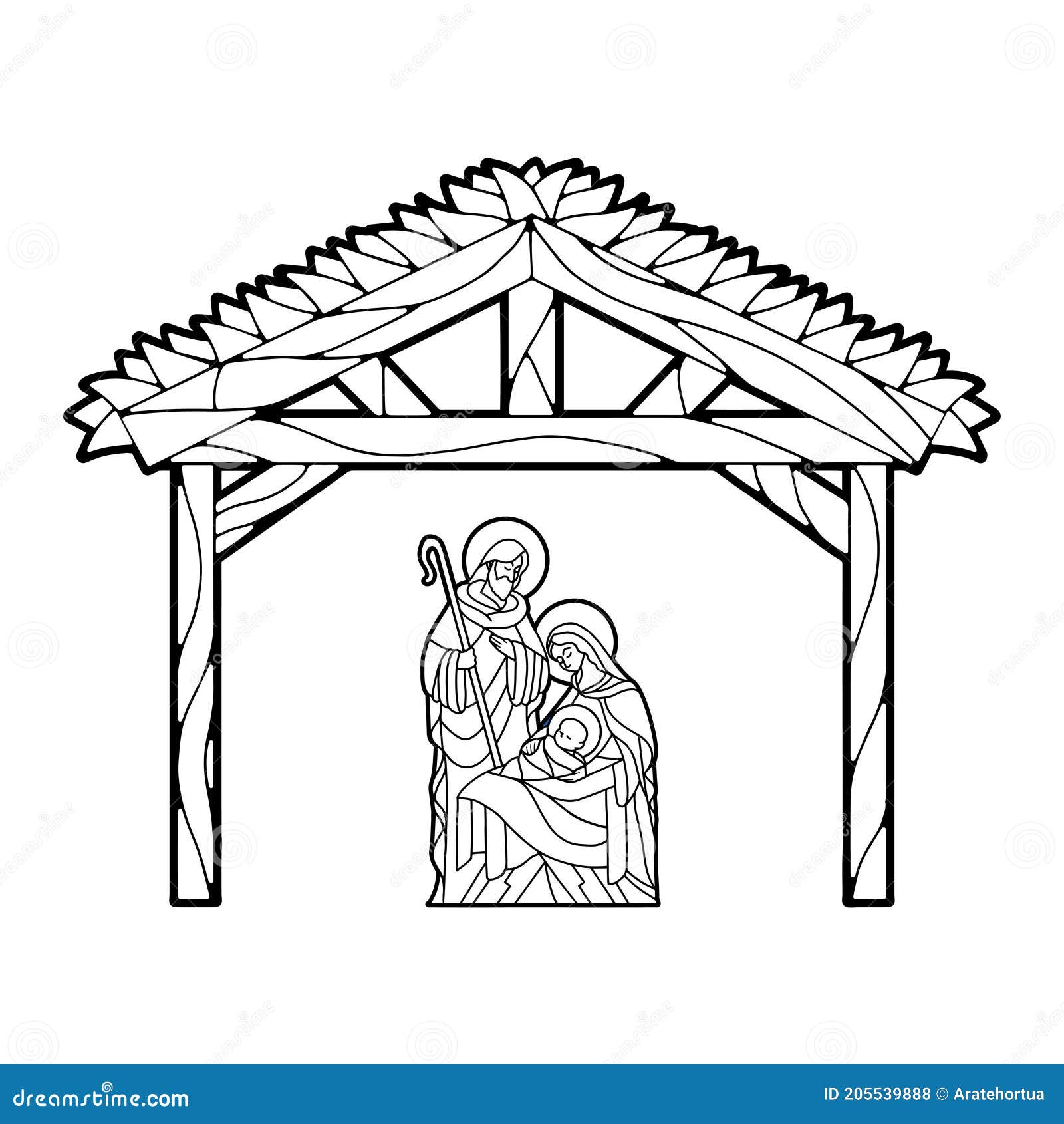 Nativity In Stained Glass Stock Vector Illustration Of Ornate 205539888