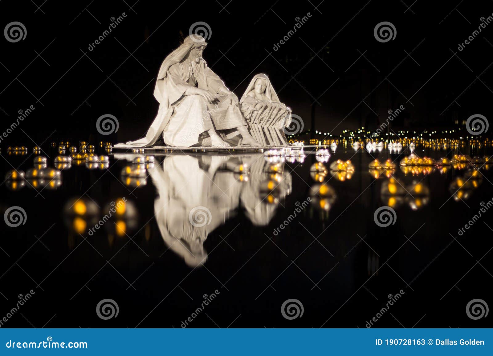 Nativity Statues on Reflection Pool Stock Image - Image of mormon ...