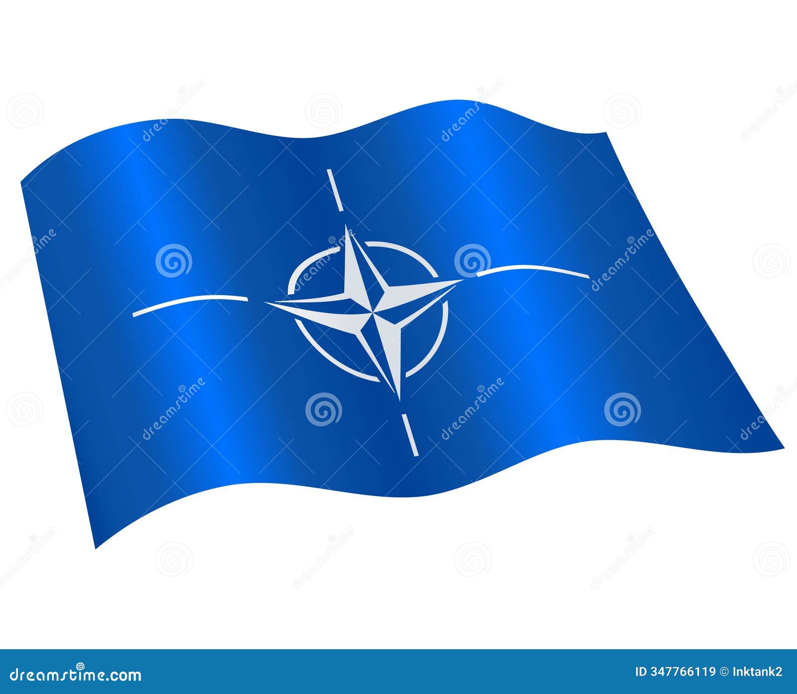 NATO flag flying stock vector. Illustration of flag - 347766119