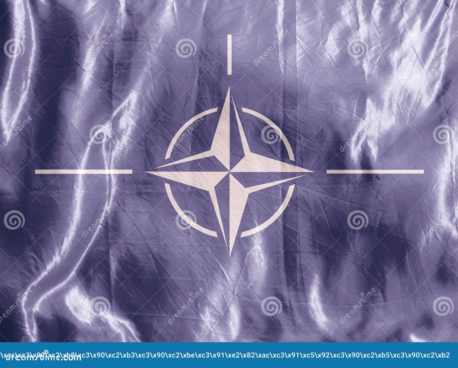 NATO Flag. Animation Close-up Of Waving Canvas Of Blue Fabric With ...