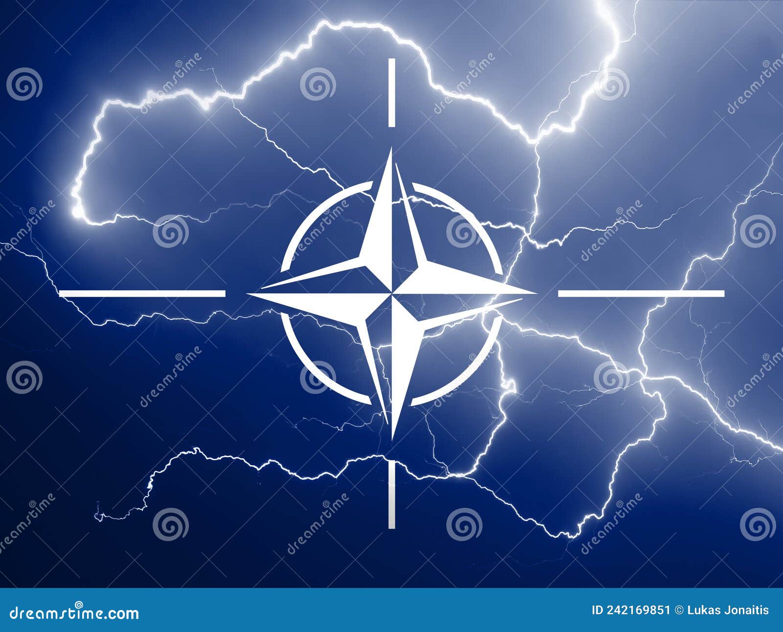 NATO Flag Pattern with Lightning, War-storm Concept Editorial Photo ...