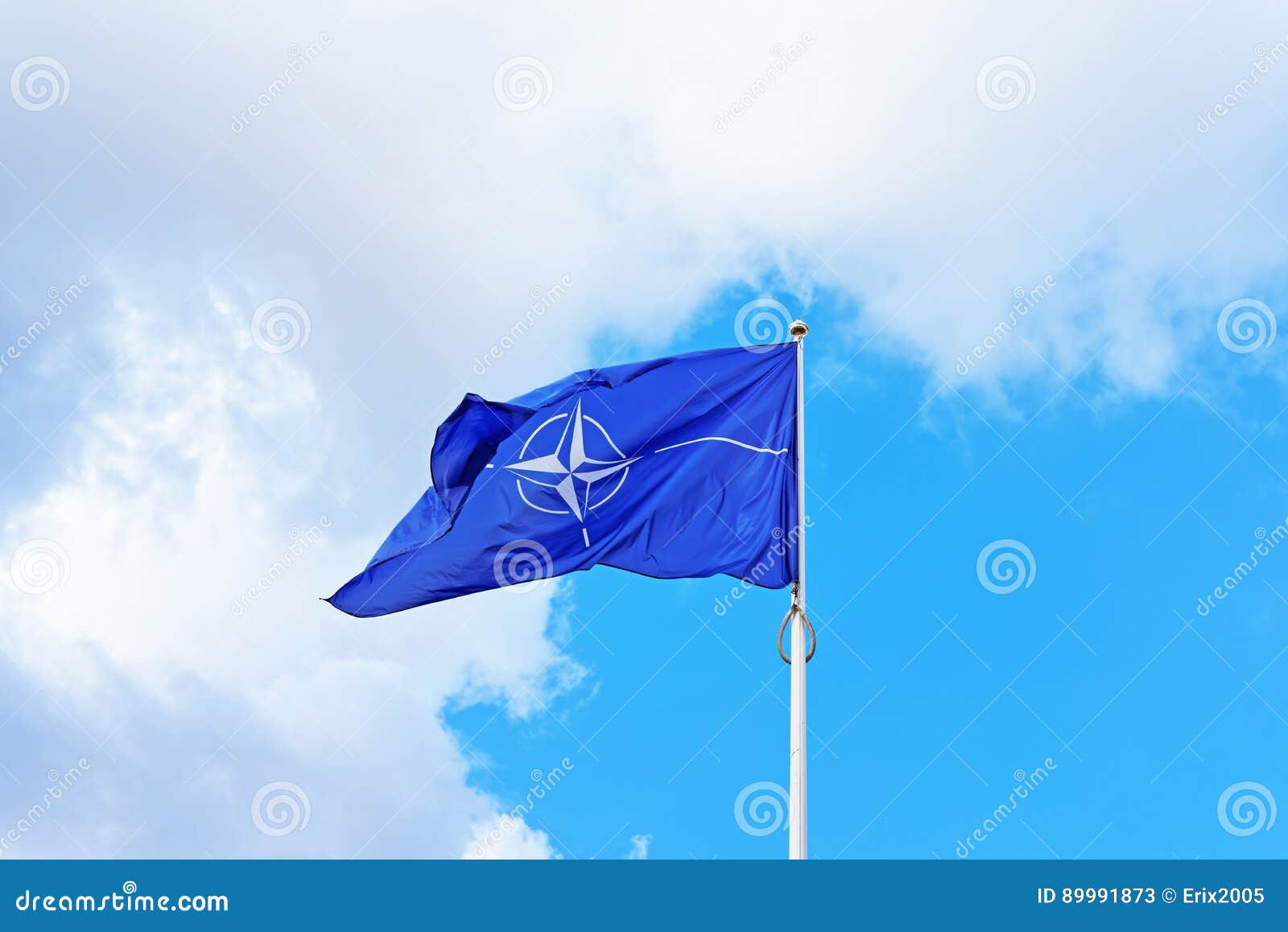 NATO flag waving by wind stock image. Image of army, waving - 89991873