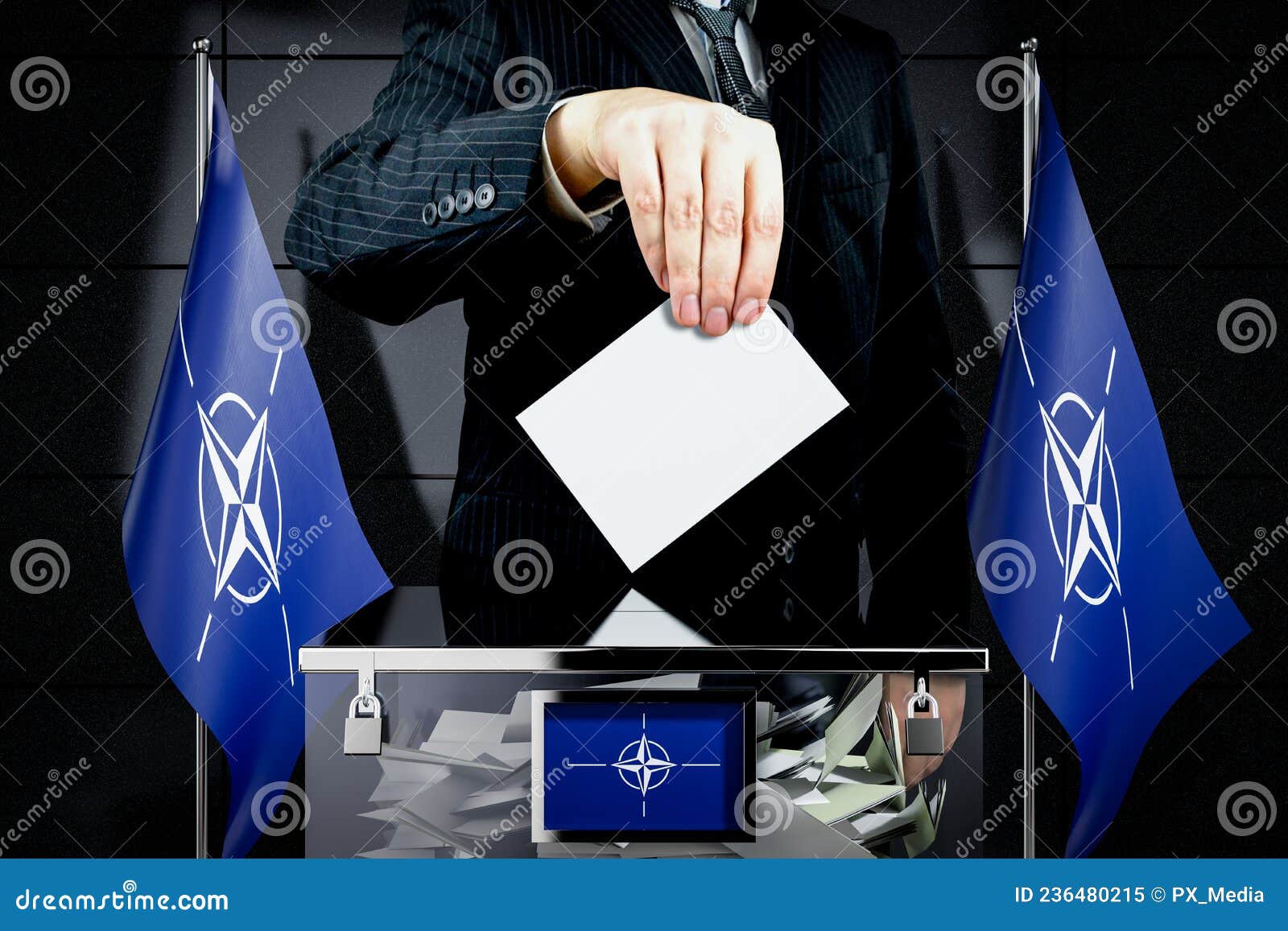 Nato Flags, Hand Dropping Voting Card - Election Concept Stock Image ...