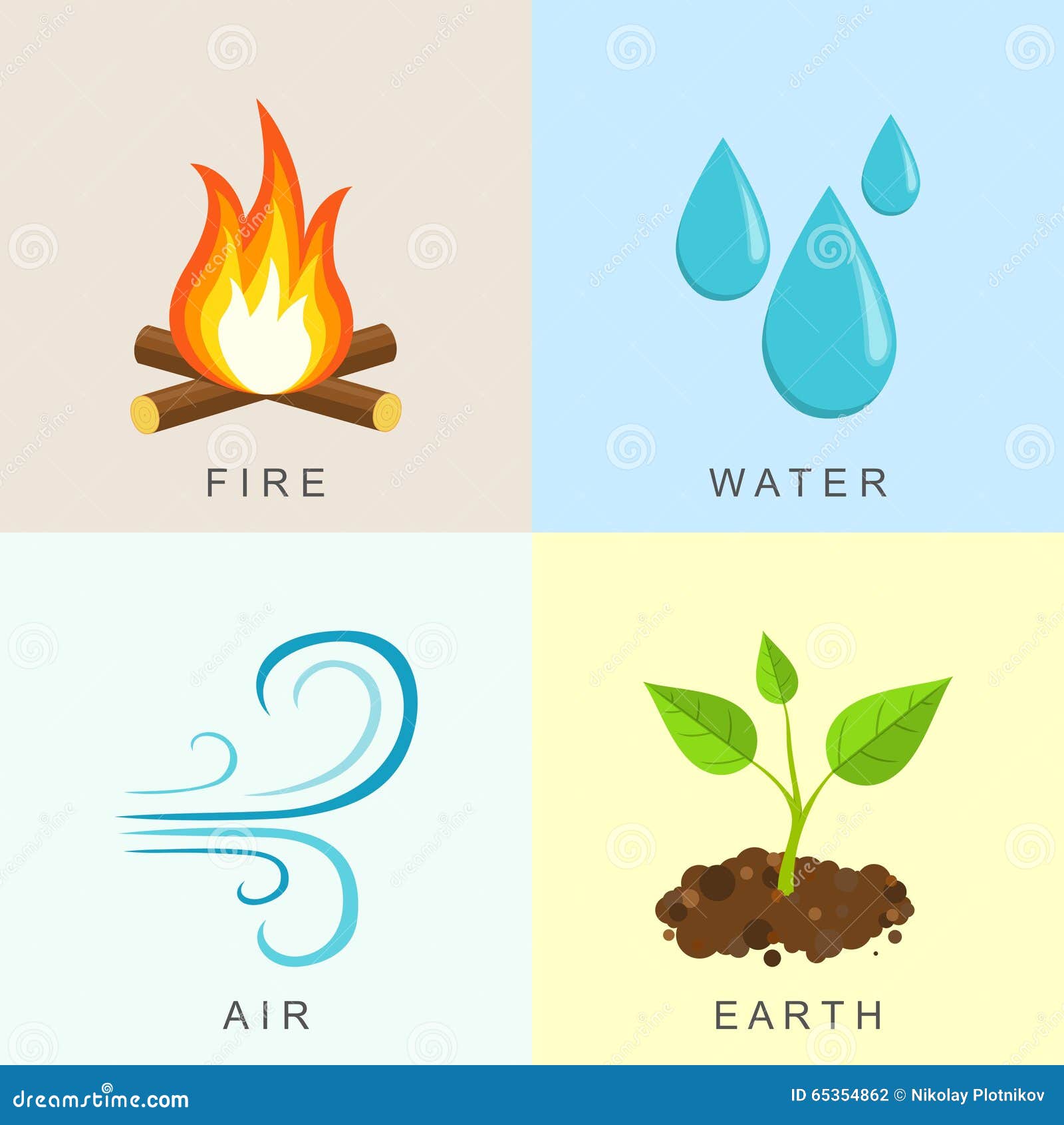 Natürliche Elemente - Feuer, Wasser, Luft Und Erde Vektor Abbildung ... Natürliche Elemente - Feuer, Wasser, Luft Und Erde Vektor Abbildung ...