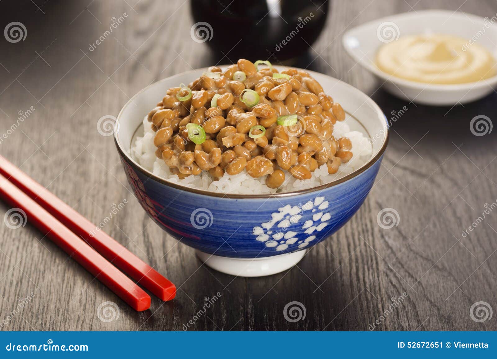 Natto, Japanese Fermented Soybeans, Over Rice Stock Image - Image of ...
