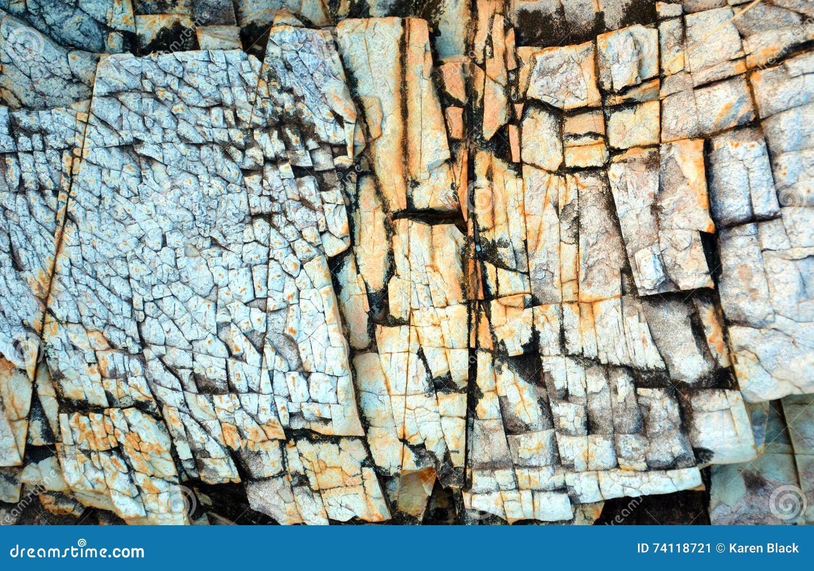 Natural Abstract Patterns and Textures in Fractured Rock Stock Image ...