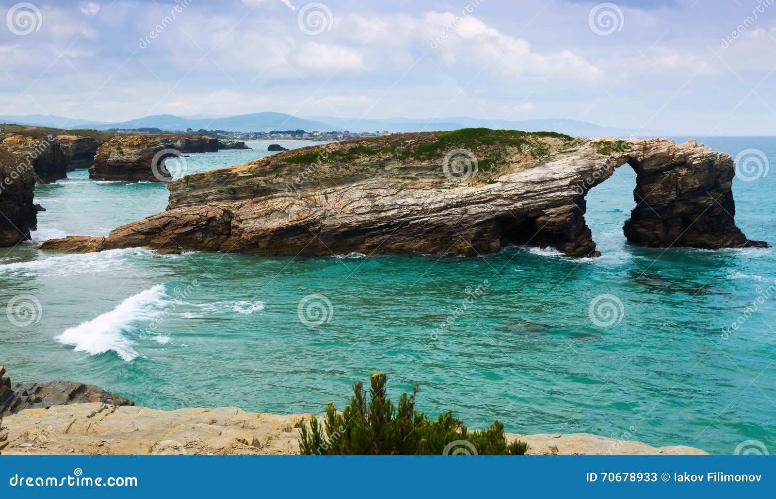 Natural Arch in Grey Day. Atlantic Ocean Coast Stock Image - Image of ...