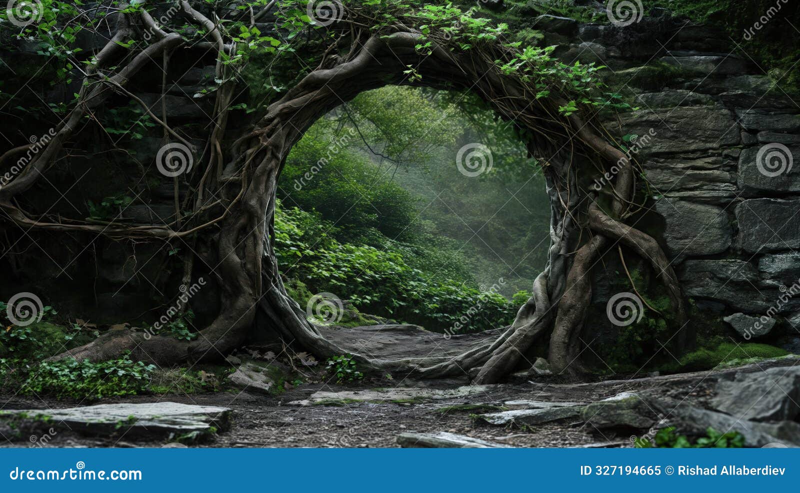 Natural Archway Formed by Intertwining Tree Branches Stock Illustration ...