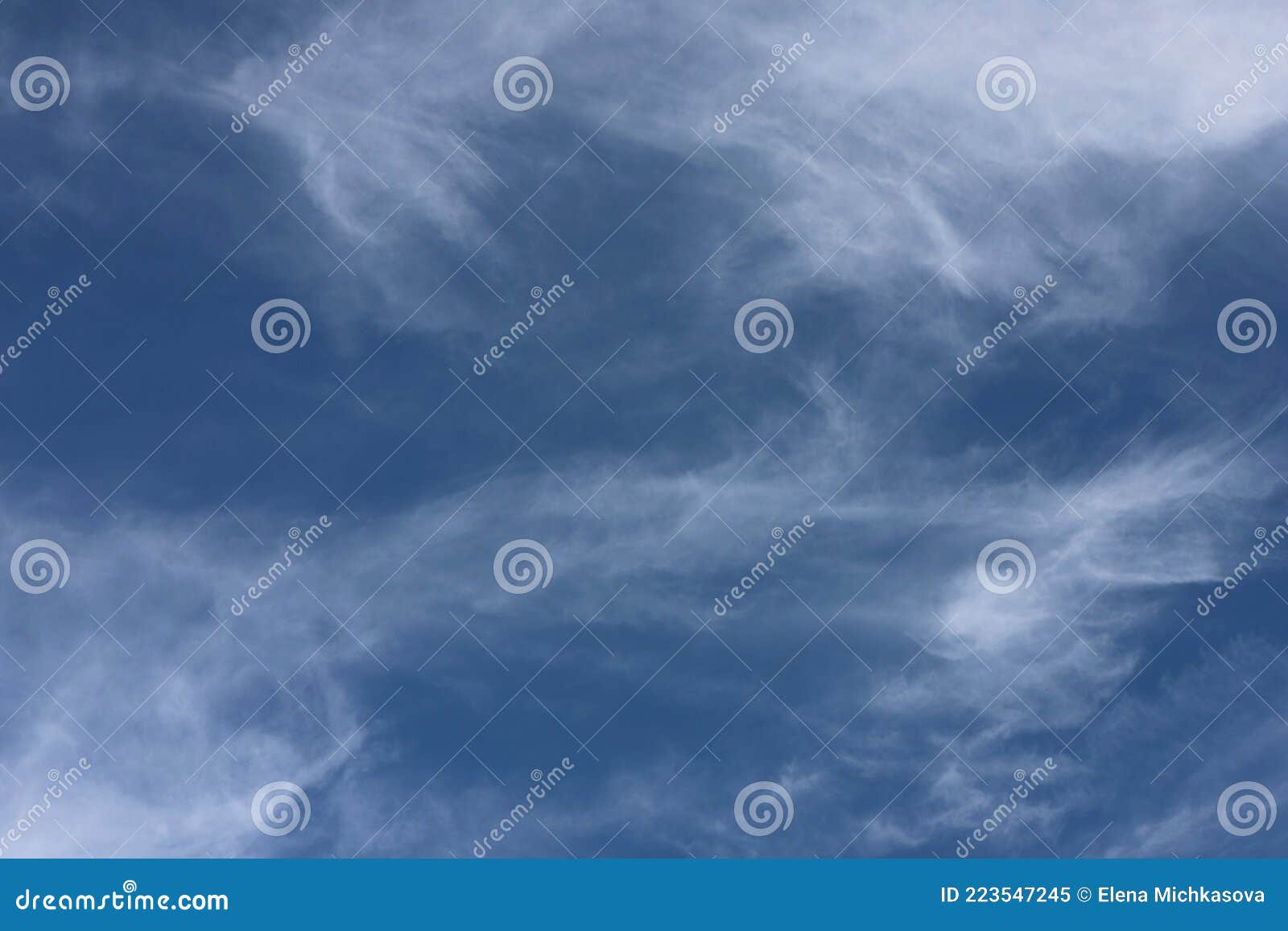 Natural Background Blue Sky with Stretched Stripes of Clouds Stock ...