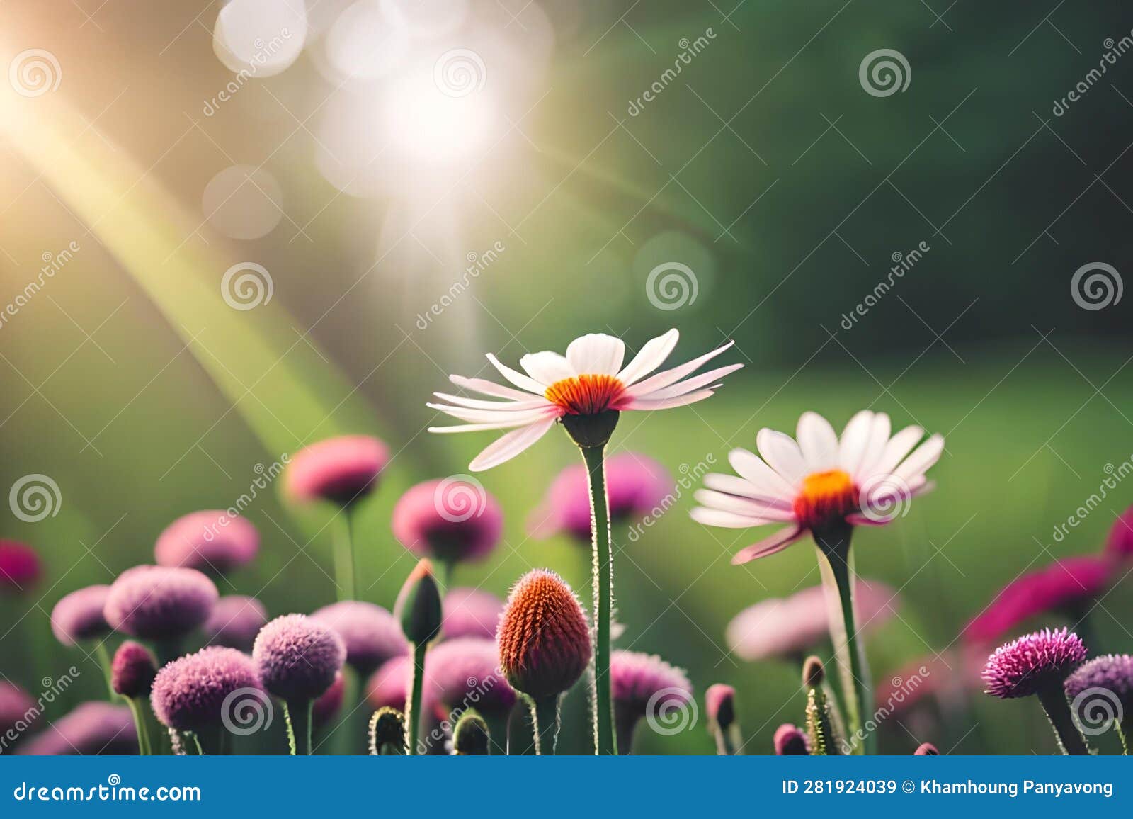 Natural Background with Flowers and Soft Sunshine Made with Generative ...