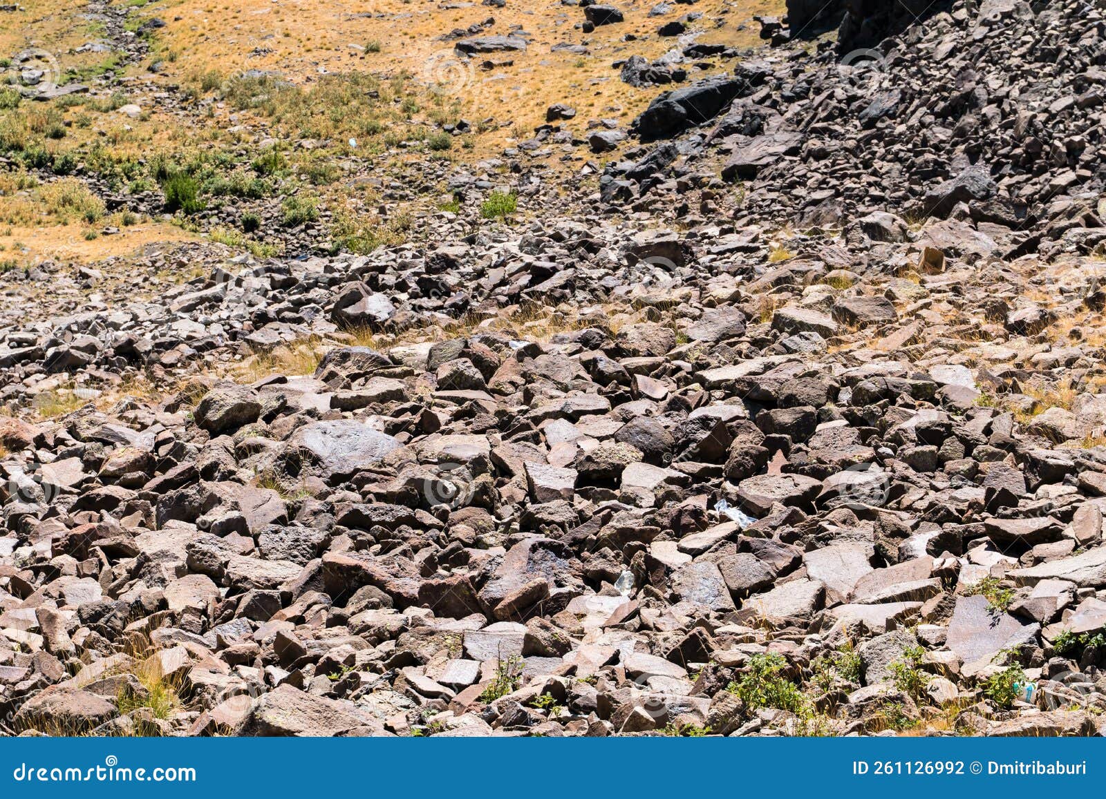 Sharp-angled Stones at the Foot of a Cliff in the Mountains of Armenia ...