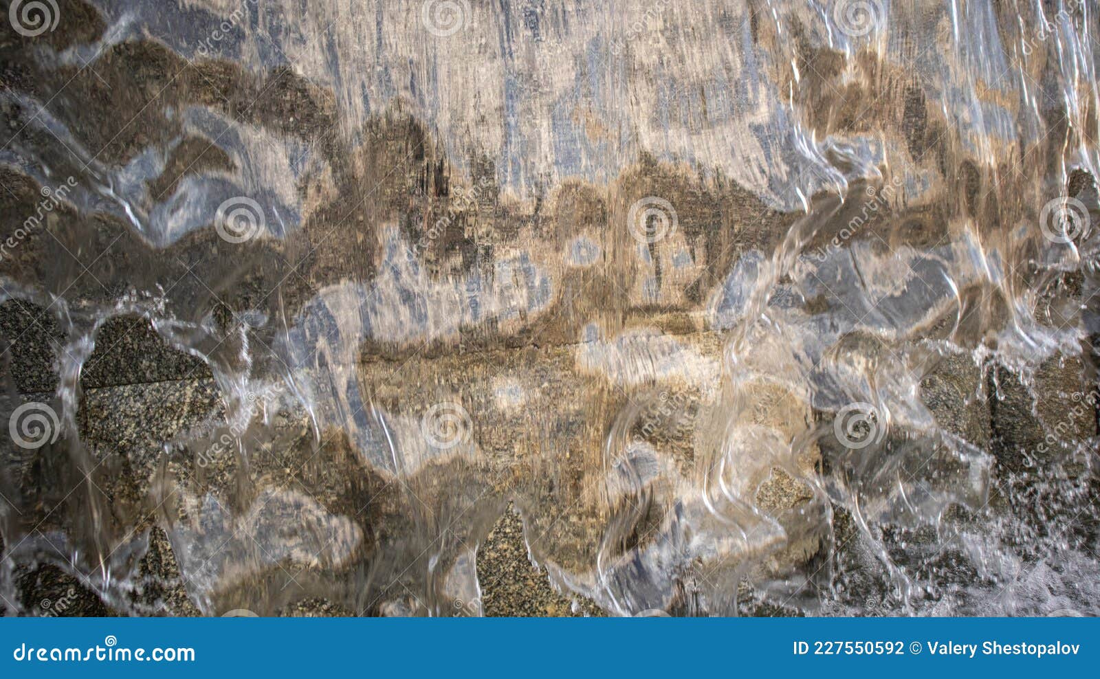 Natural Background, Water Flows Down the Granite Wall Stock Photo ...